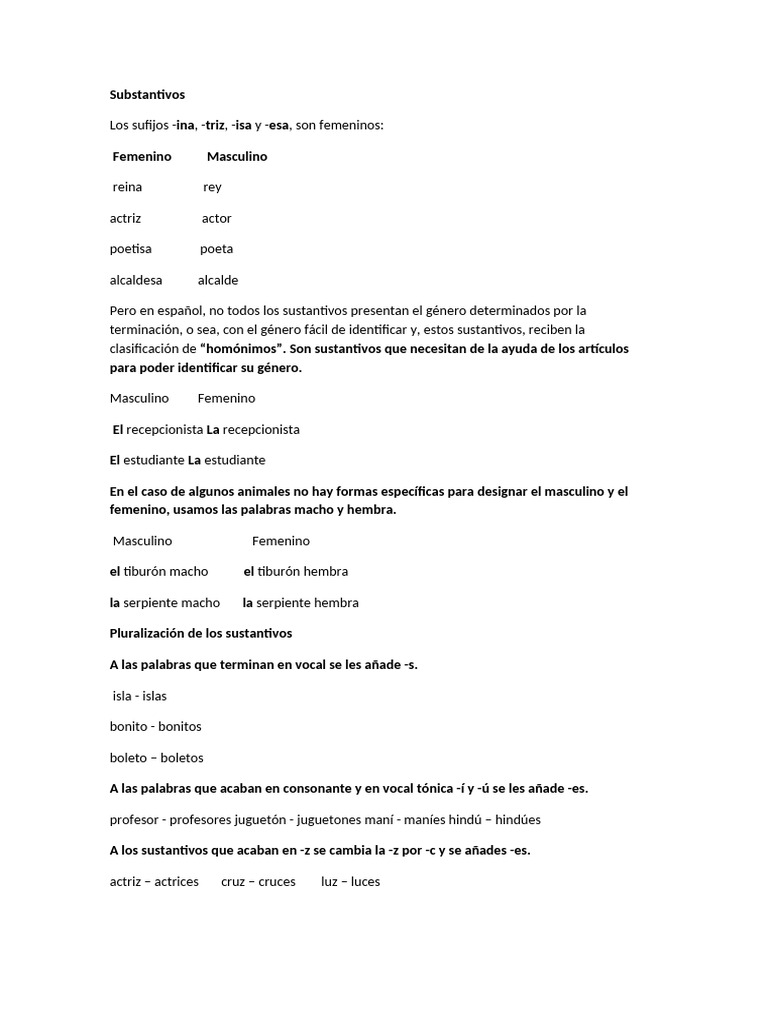 Género y Pluralización en Sustantivos | PDF | Sustantivo | Pelo