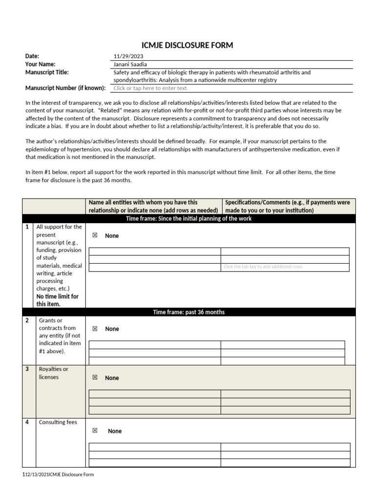 coi_disclosure | PDF | Health Care | Medicine
