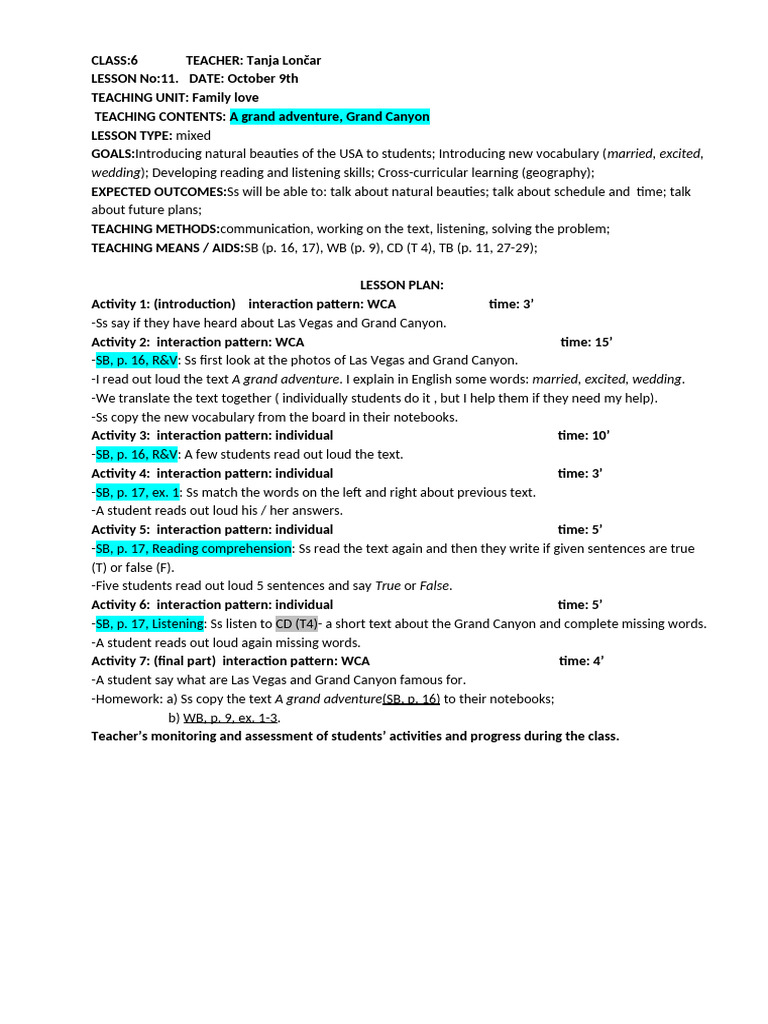 Exploring US Wonders in Class 6 | PDF | Reading Comprehension ...