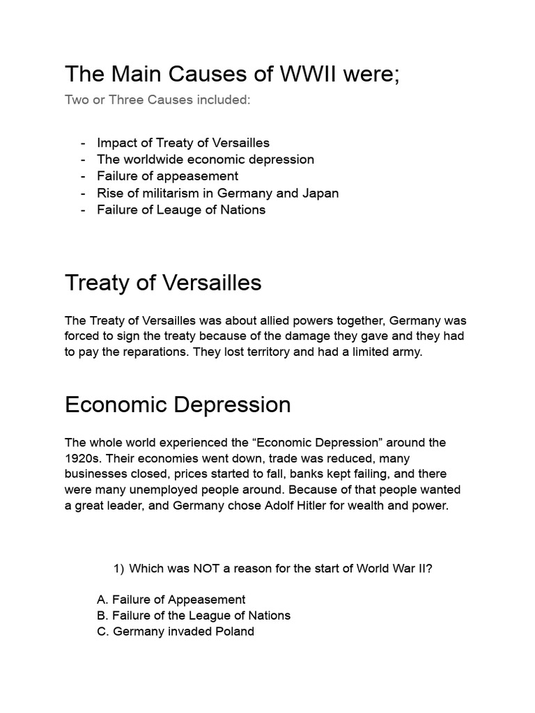 ww2 Causes 1919-1939 | PDF | History