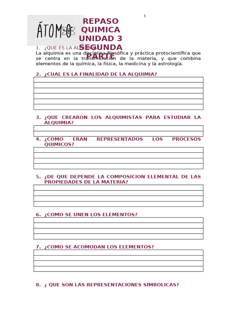 Quimica Unidad 3 Parte 2 Pdf Finanzas Y Administración Del Dinero