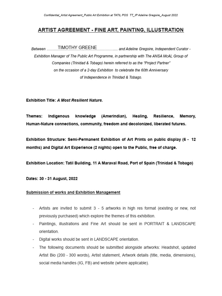 ARTIST AGREEMENT 23082022 - Painting Illustration - Public Art Project ...