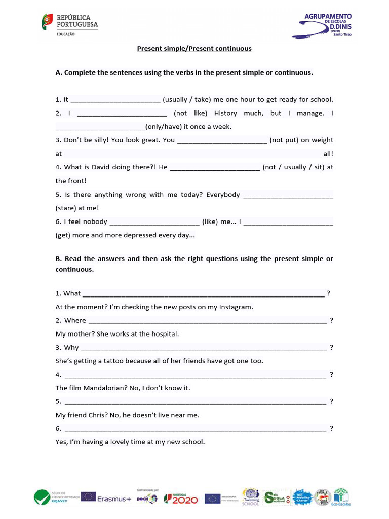 Present Simple and Present Continuous | PDF | Self-Improvement