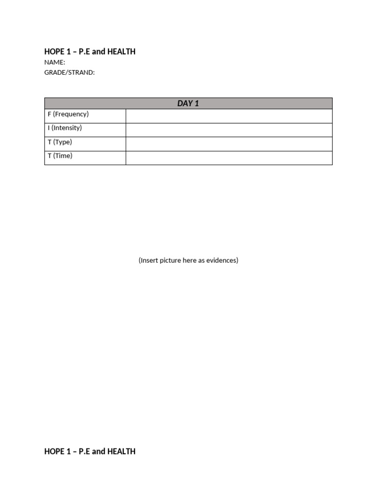 HOPE 1 Fitt Principle | PDF | Language Arts & Discipline | Wellness