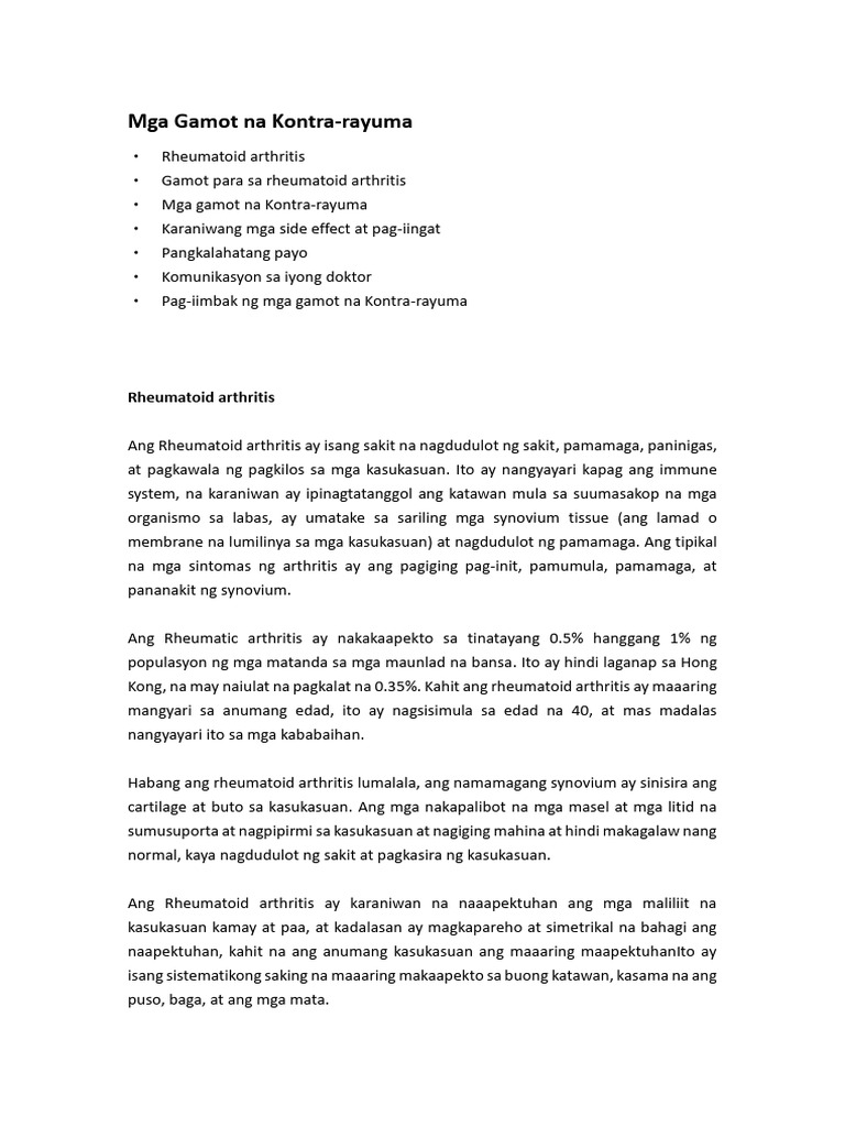 Tagalog 20 Antirheumatic Drug | PDF