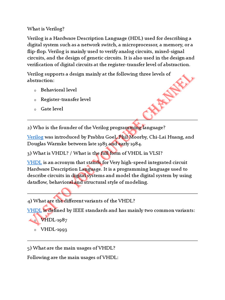 Interview Questions | PDF | Hardware Description Language | Vhdl