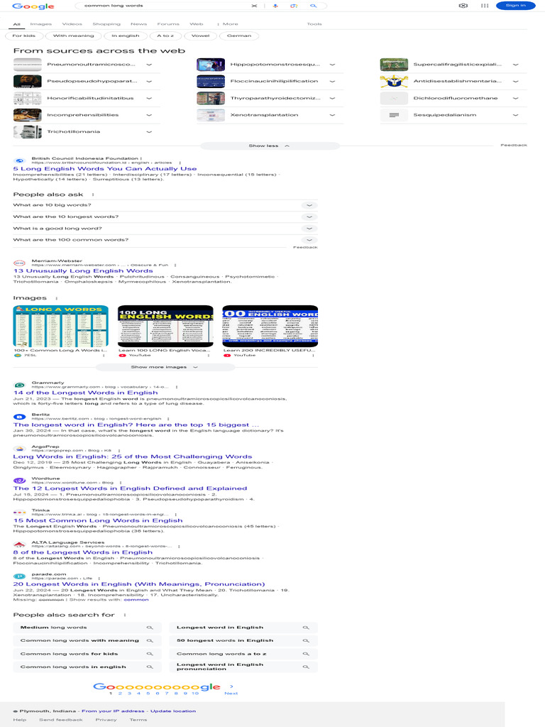 Common Long Words - Google Search | PDF