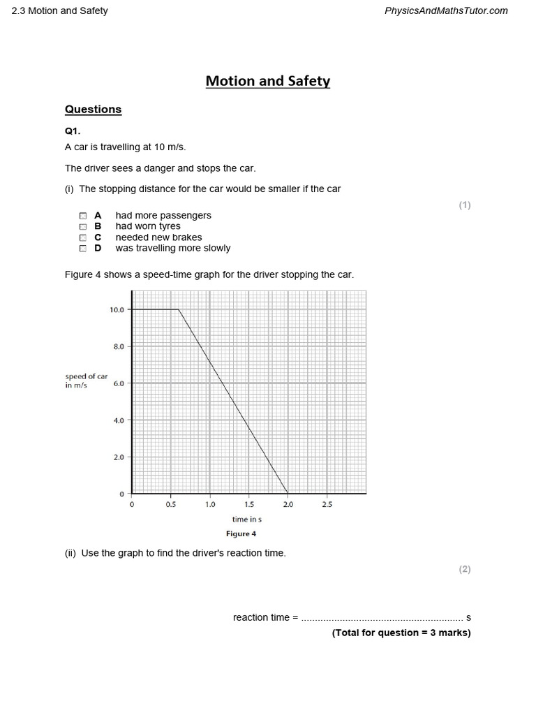 2.3 Motion and Safety | PDF | Newton's Laws Of Motion | Force