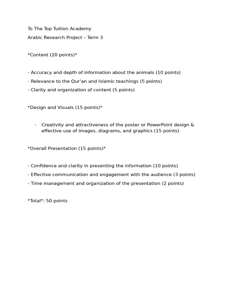 Arabic Rubric | PDF | Business