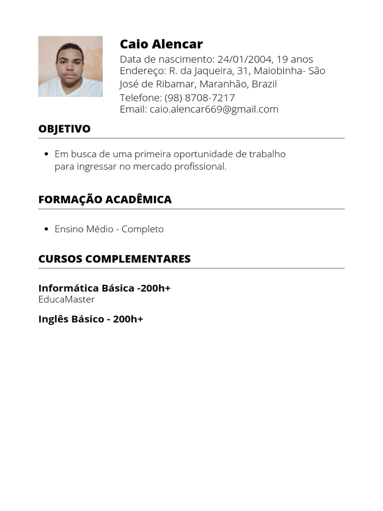 Currículo Caio Alencar | PDF