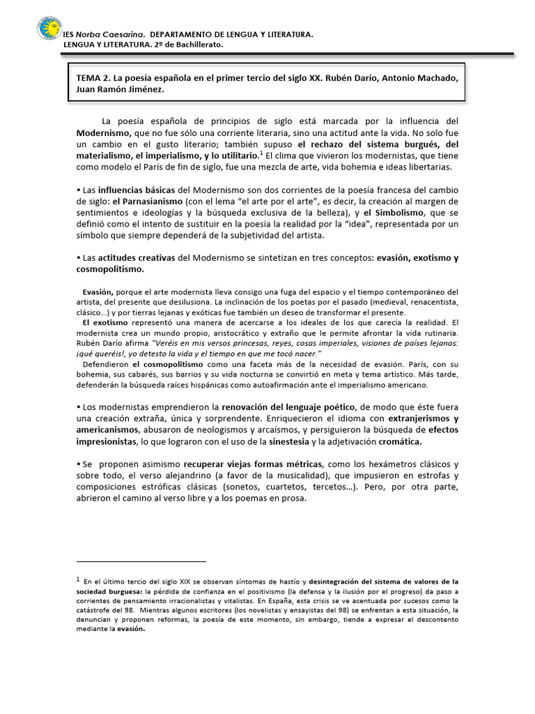 Tema 2 La Poesc3ada en El Primer Tercio Del Siglo Xx1 | PDF
