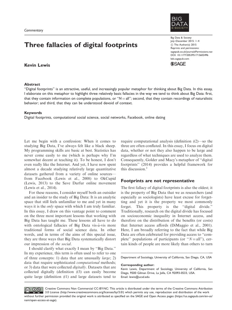 Three Fallacies of Digital Footprints | PDF | Communication | Big Data