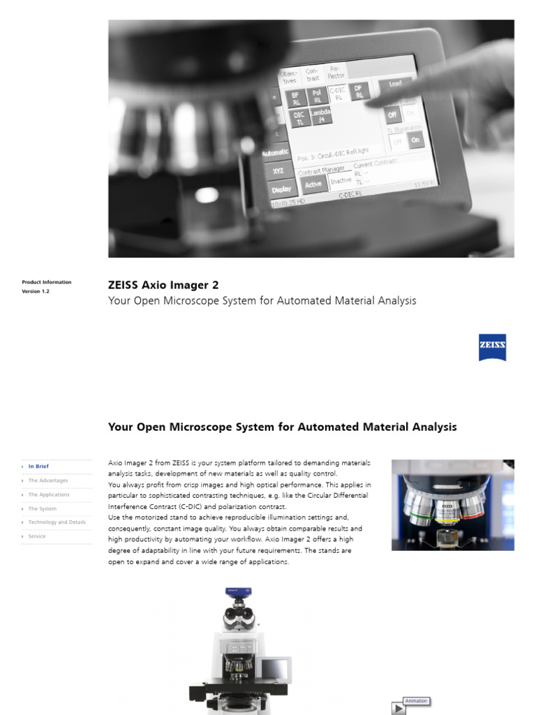 Axio Imager 2 | PDF | Microscopy | Microscope
