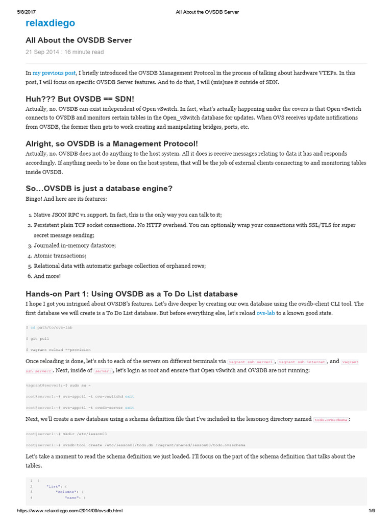 All About The OVSDB Server | PDF | Table (Database) | Databases