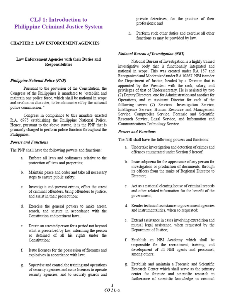 Philippine Law Enforcement Agencies Overview | PDF | Justice | Crime ...