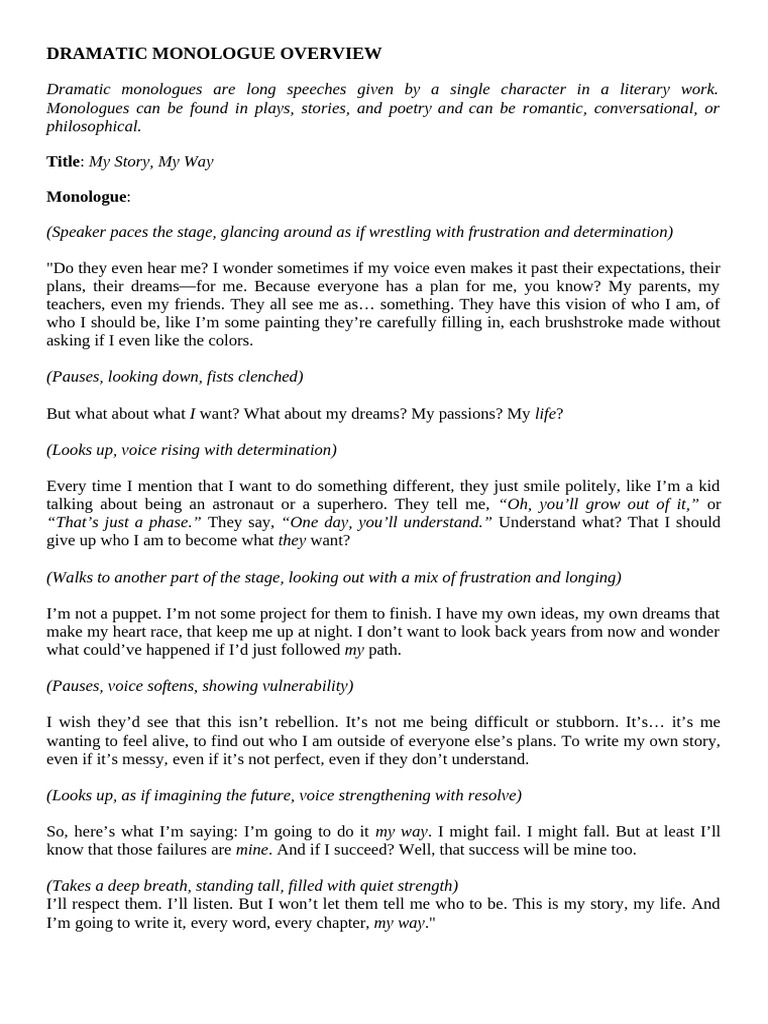 DRAMATIC MONOLOGUE AutoRecovered | PDF | Body Language