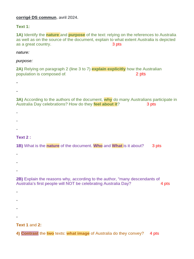 0 Corrigé Sujet DS Commun 1ière 2024 | PDF