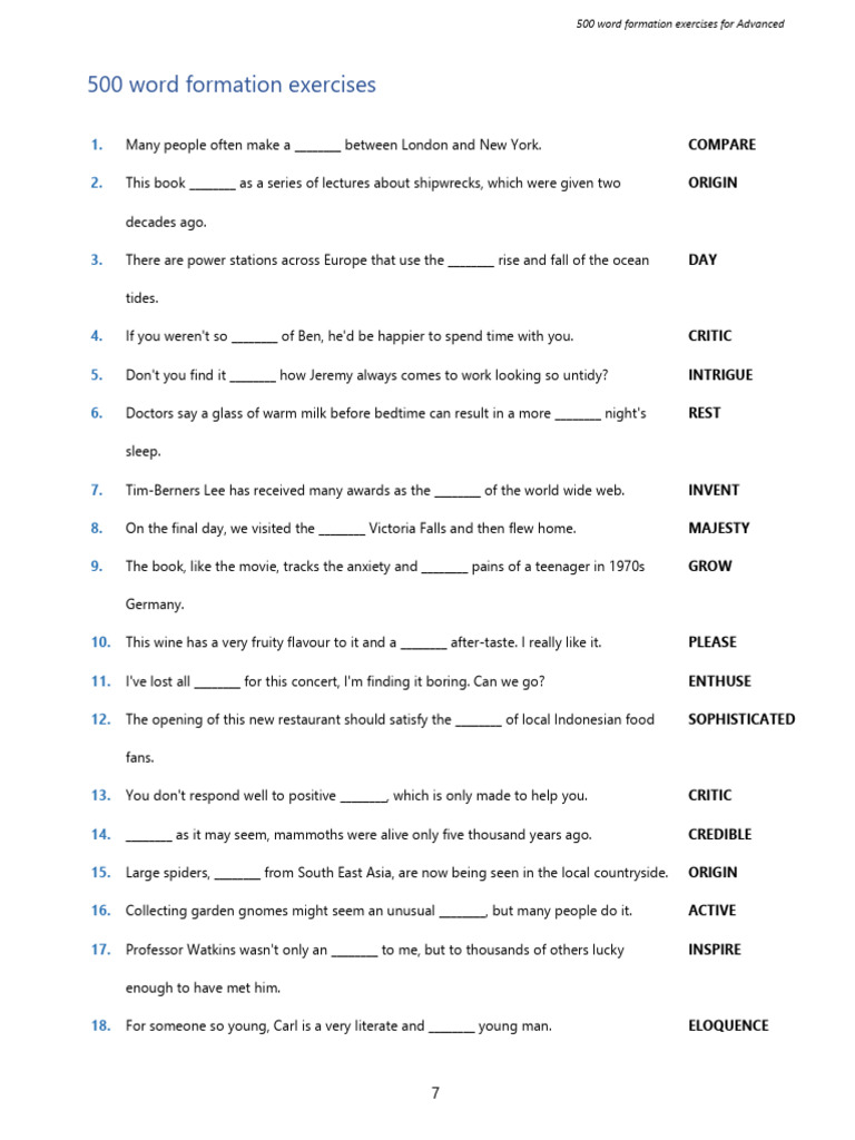 Vocabulary - Word Formation #1 | PDF