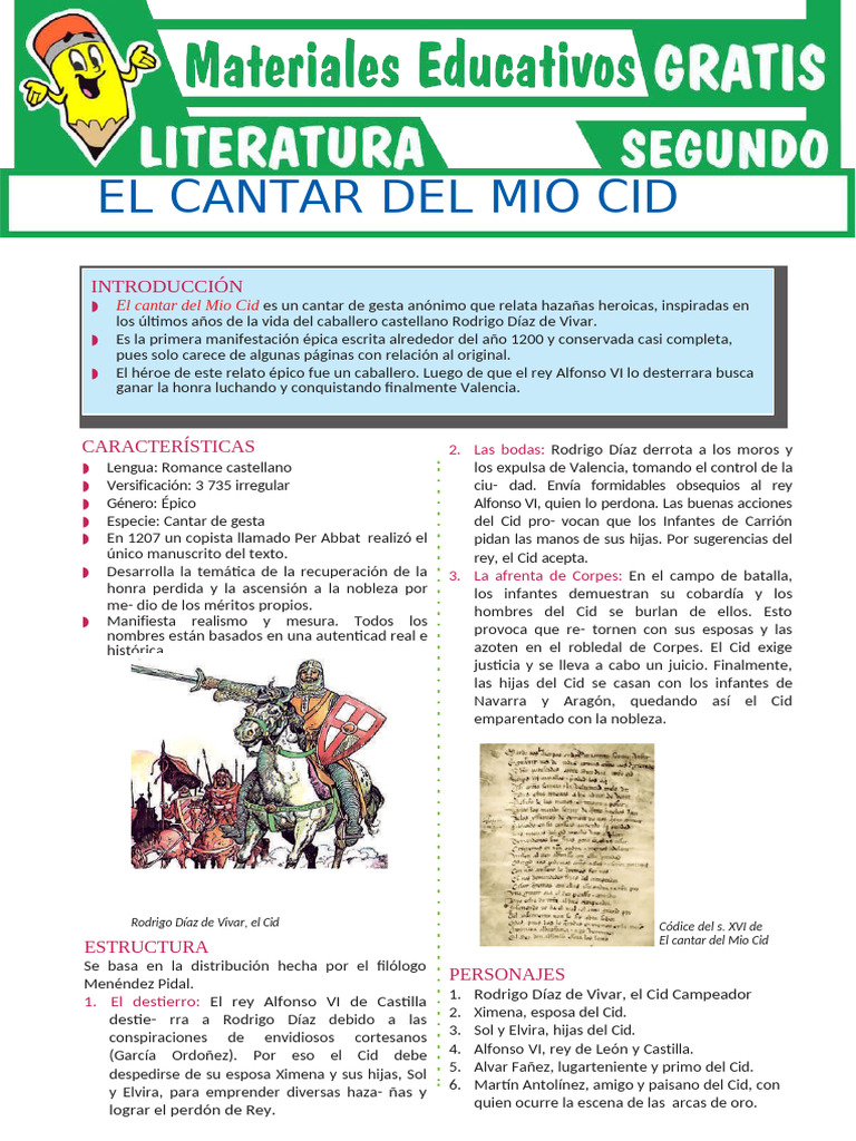 El Cantar Del Mio Cid para Segundo Grado de Secundaria | PDF