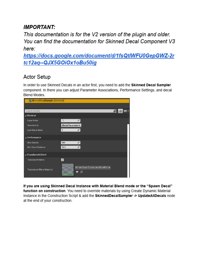 Skinned Decal Component Documentation (V2) | PDF | Parameter (Computer Programming) | Software ...