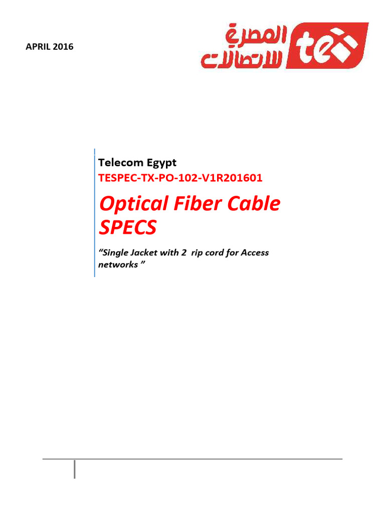 1.02 Single Jacket With Rip Cord Cables | PDF | Optical Fiber | Fiber ...