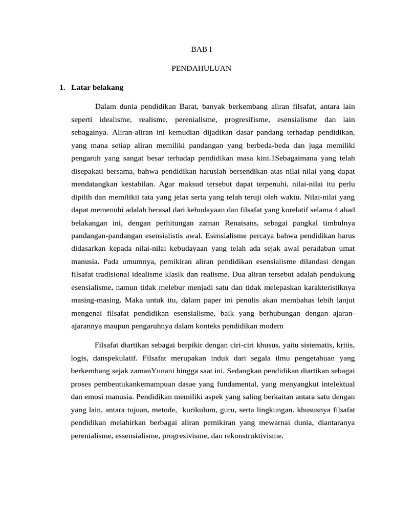 Esensialisme dalam Pendidikan Modern | PDF