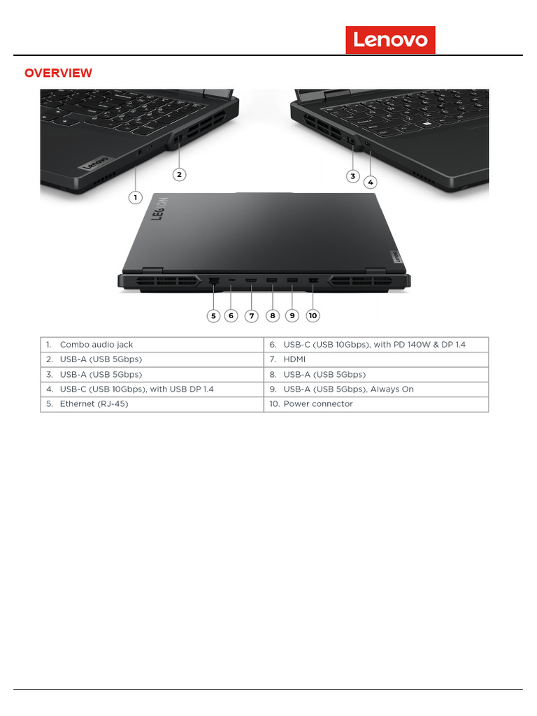 Legion Pro 5 16IRX9 Spec | PDF | Usb | Graphics Processing Unit