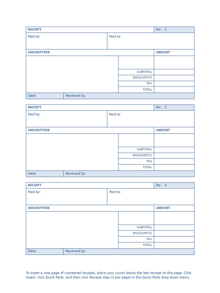 Free Blank Receipt Template | PDF | Receipt | Business Documents