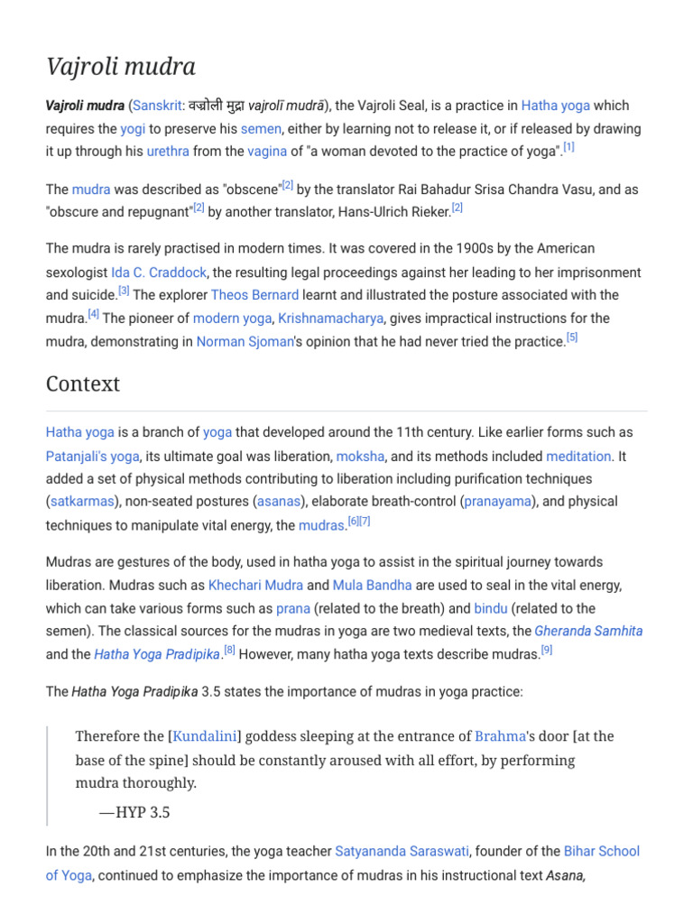 Vajroli Mudra - Wikipedia | PDF | Mind–Body Interventions | Spirituality