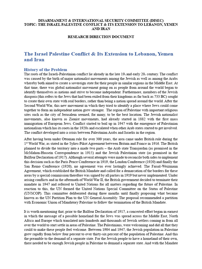 Disec Study Guide | PDF | Israeli Settlement | Israel