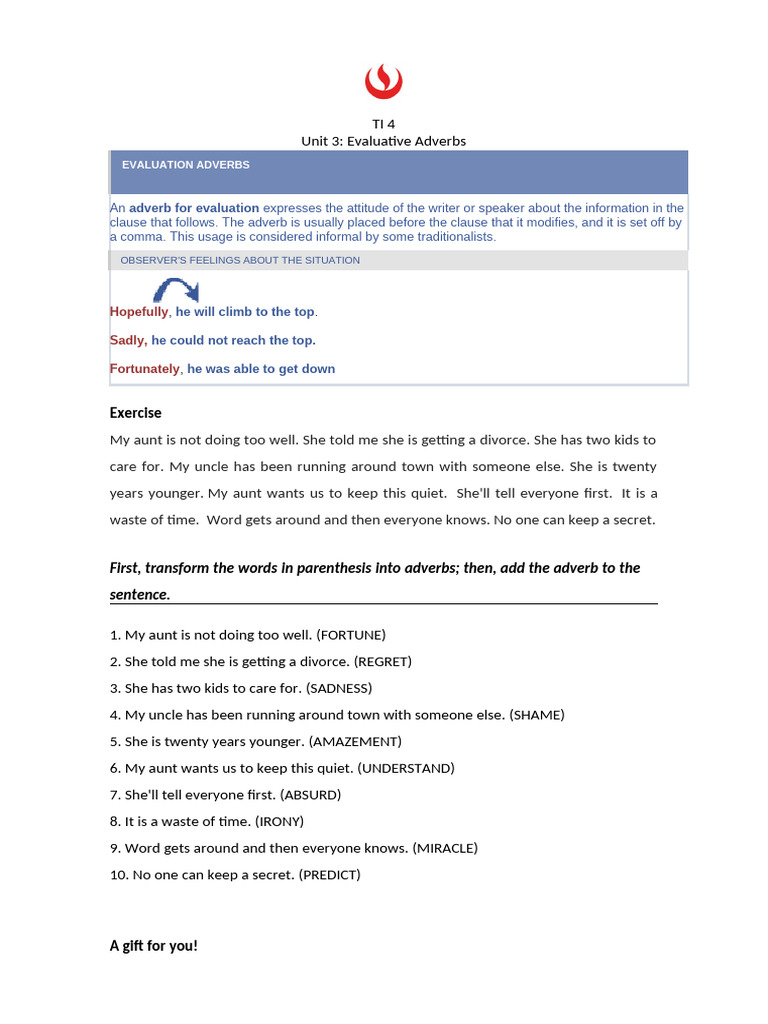 Evaluative Adverbs | PDF