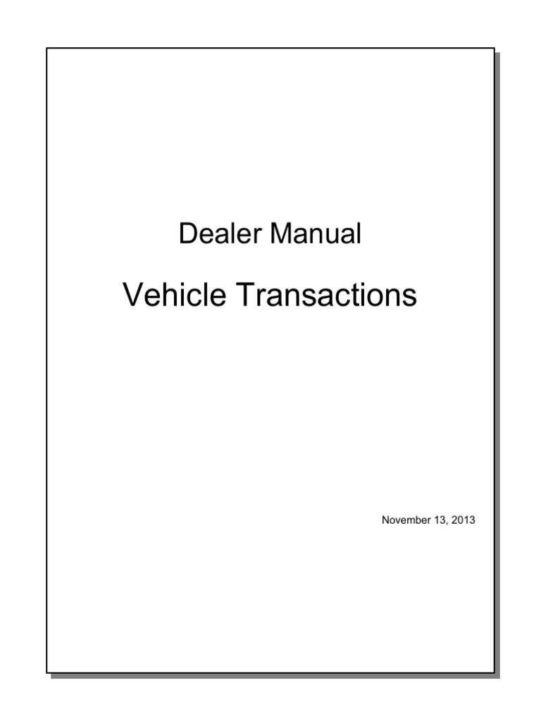 Ans RMV Dealer Manual Vehicle Transactions | PDF | License | Vehicle ...