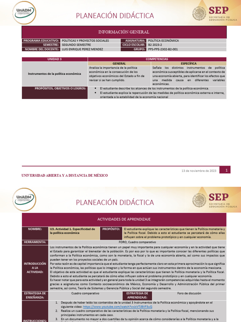 Planeación Didáctica U3 - PPEE - 001 | PDF | México | Evaluación