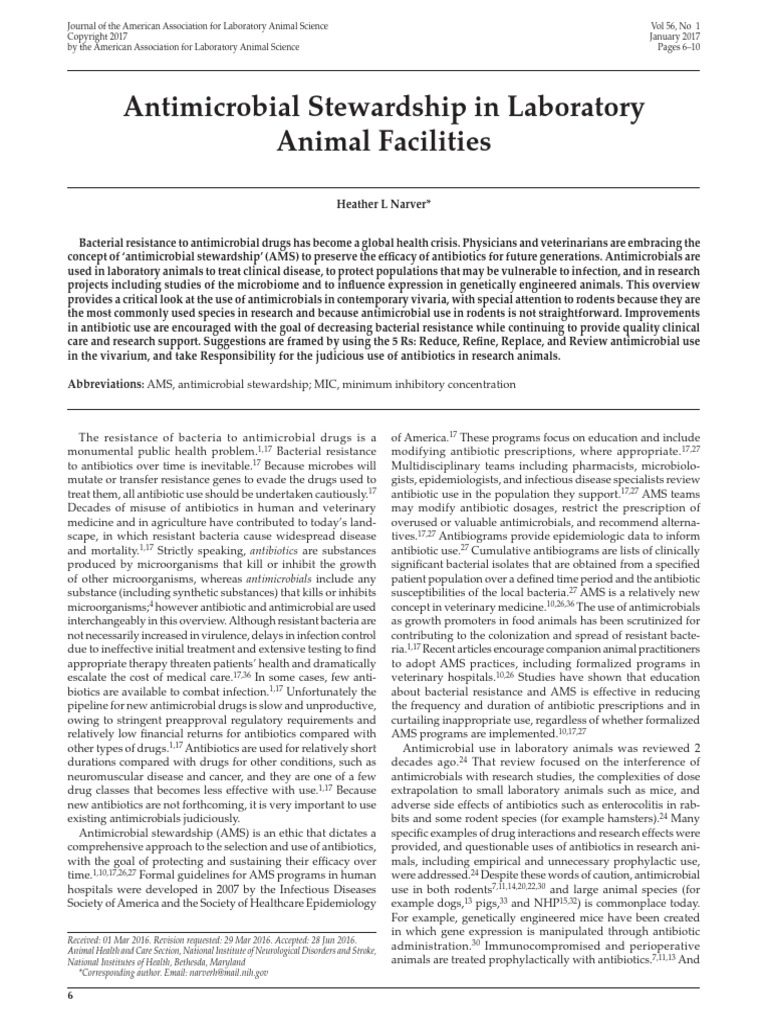 Antimicrobial Stewardship in Laboratory Animal Facilities | PDF ...