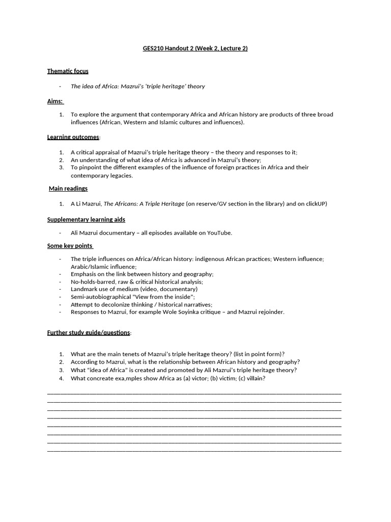 Week 2 Lecture 2 Handout | PDF | Liberal Arts Education