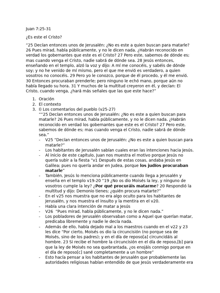Jesús en Juan 7:25-31: ¿Es el Cristo? | PDF | Jesús | Cristo (título)