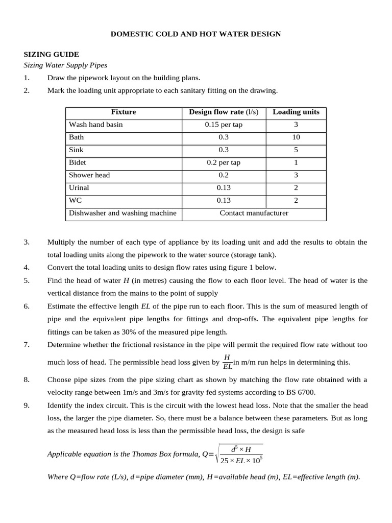 Domestic Cold & Hot Water Design | PDF | Flow Measurement | Tap (Valve)