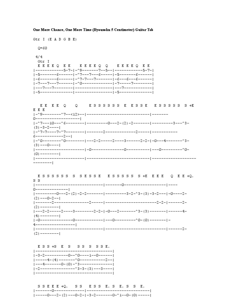 One More Chance, One More Time (Byousoku 5 Centimeter) Guitar Tab | PDF ...