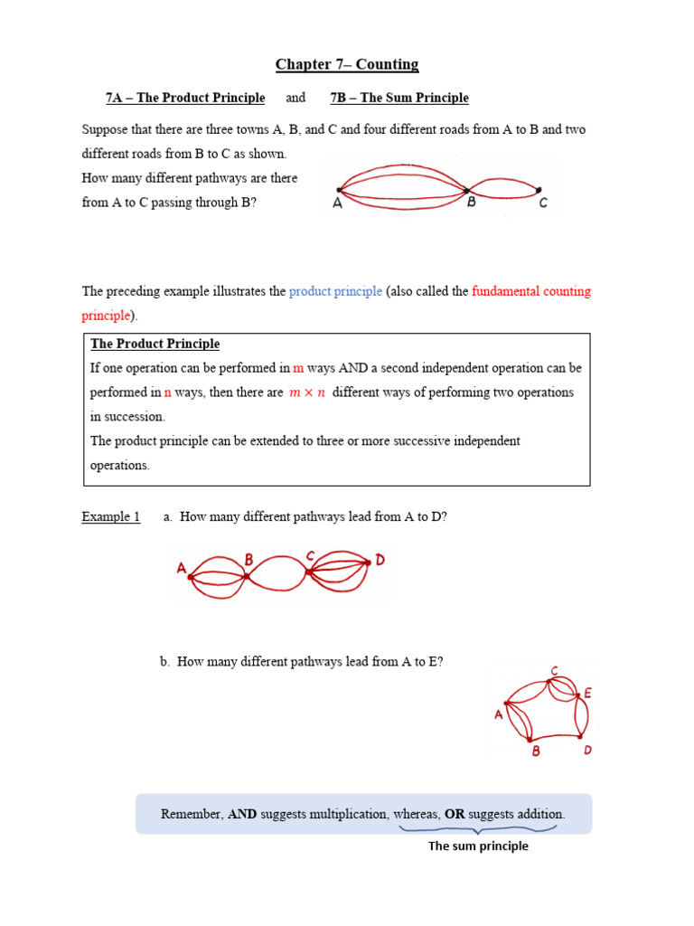 7A - The Product Principle 7B - The Sum Principle: Chapter 7 - Counting | PDF