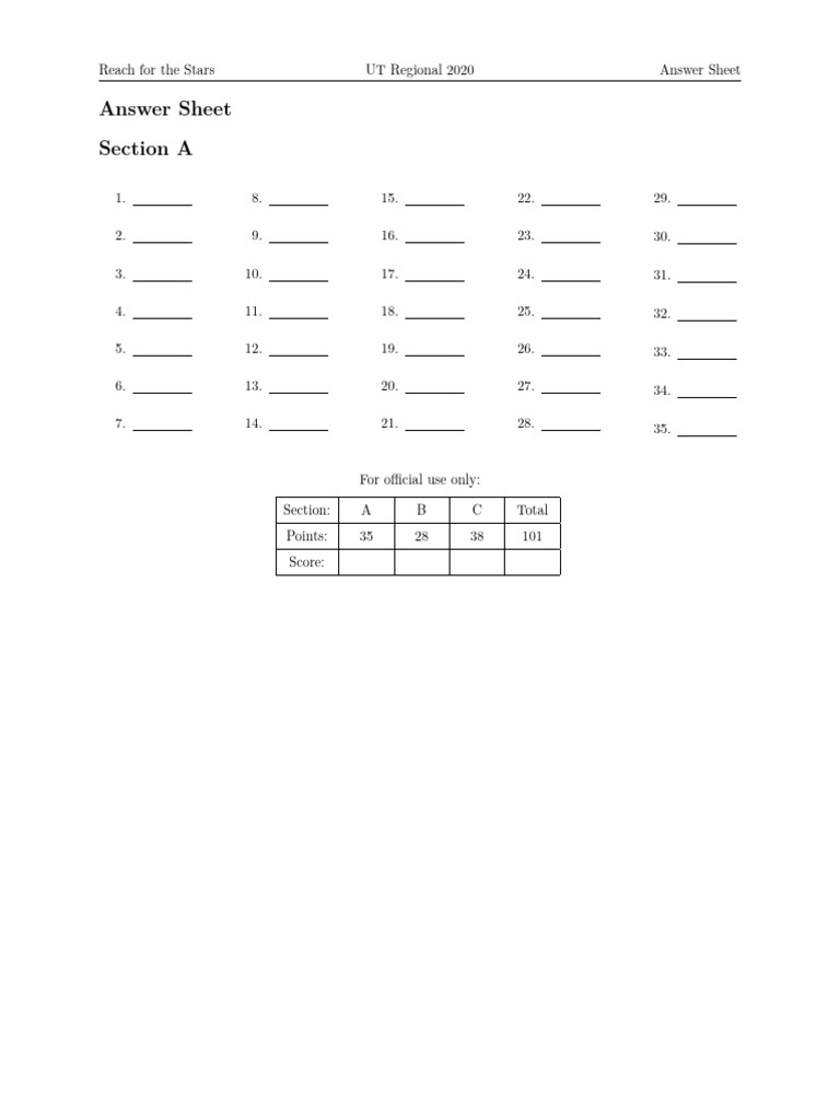 RFTS-AnsSheet | PDF | Atoms | Stars