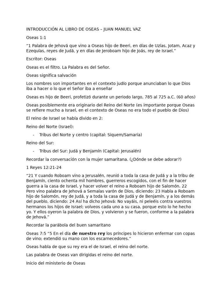 Introducción Al Libro de Oseas | PDF | Reino de judá | Creencia religiosa y doctrina