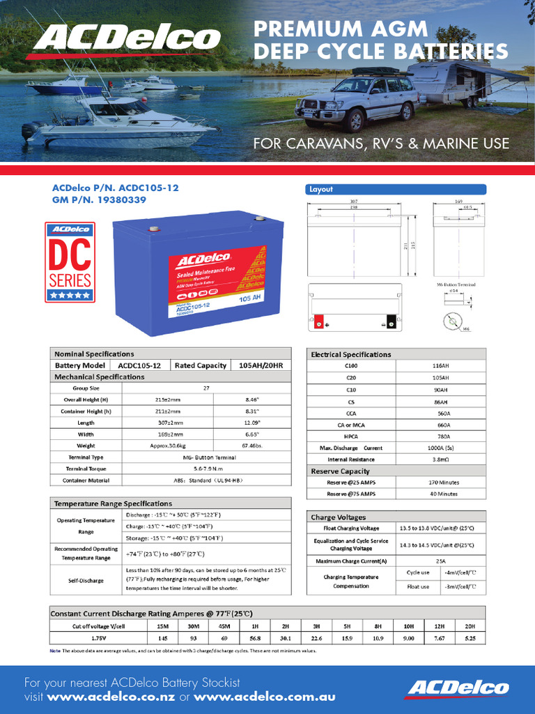 ACDelco Deep Cycle Battery Overview | PDF | Business | Technology ...