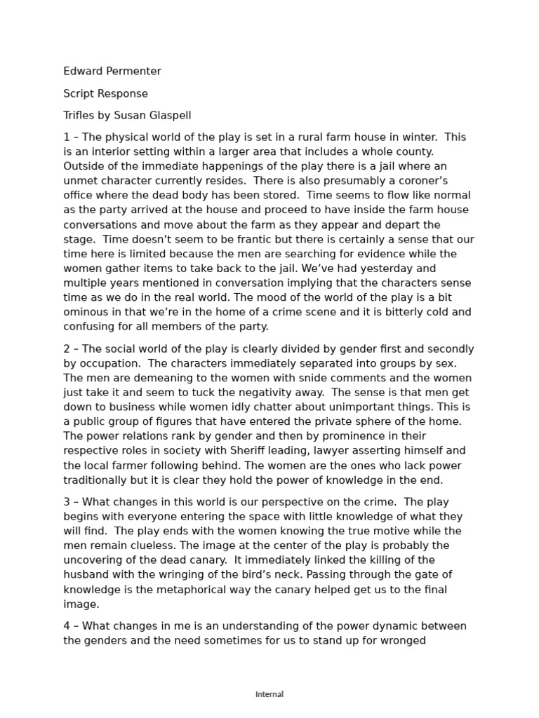 Script Response Trifles | PDF
