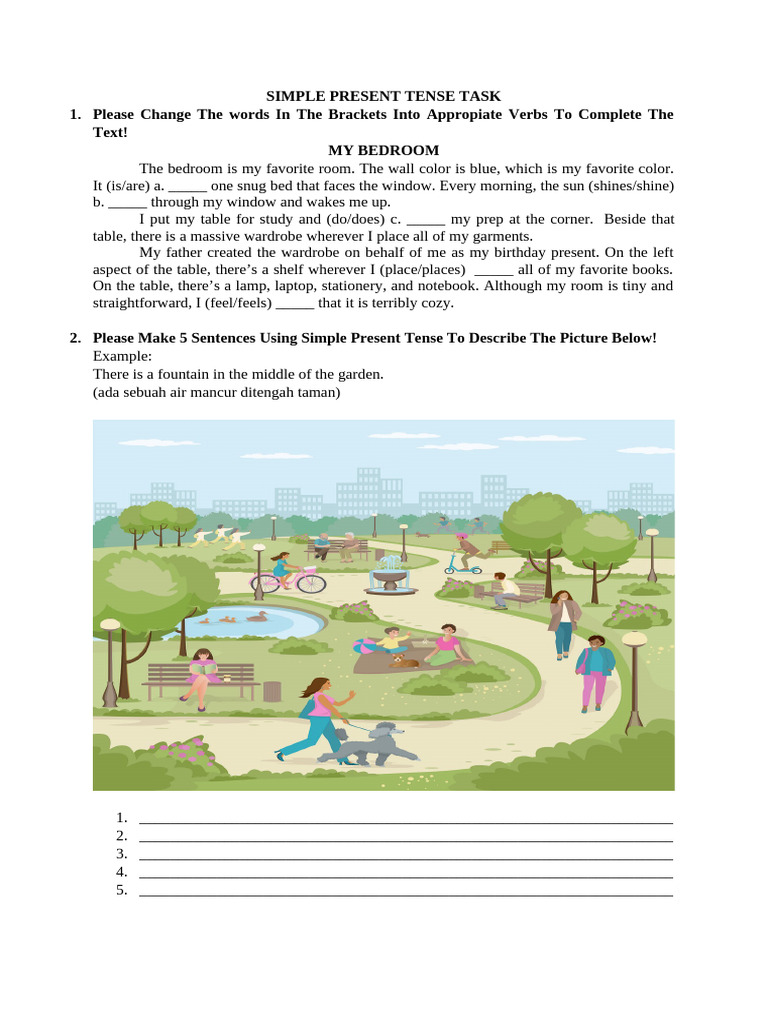 Simple Present Tense Task | PDF | Language Arts & Discipline | Home & Garden