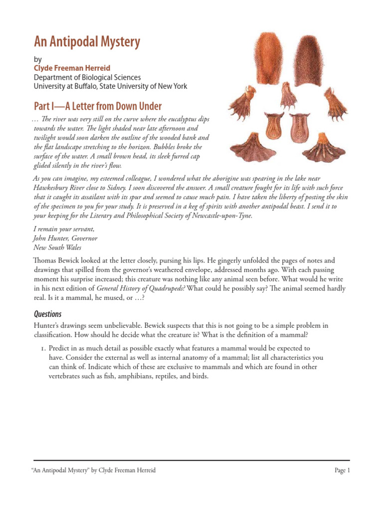Case Study - An Antipodal Mystery | PDF | Egg | Mammals