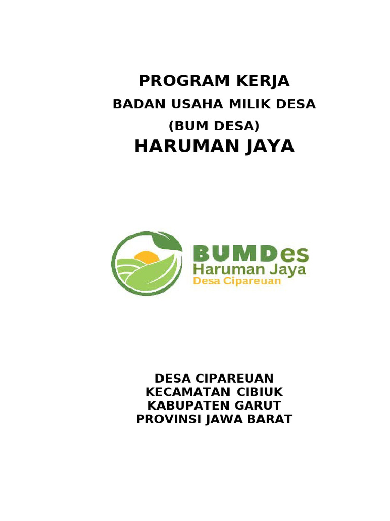 Program Kerja Bumdes Desa Cipareuan Fix | PDF