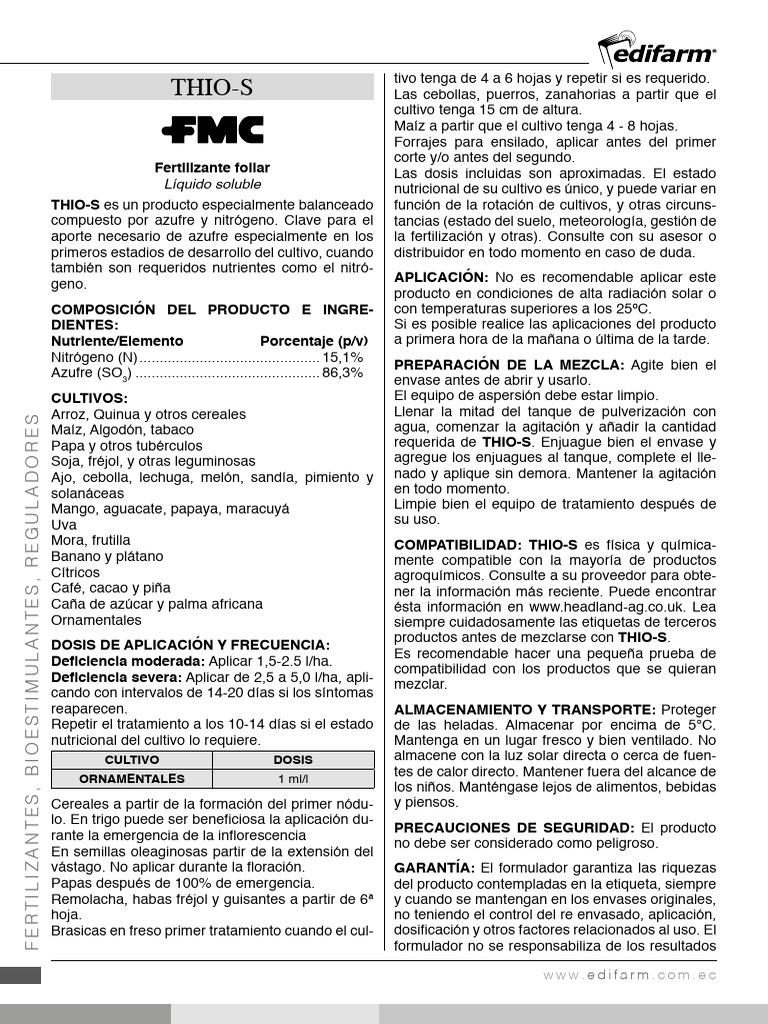 Thios - FT | PDF | Fertilizante | Agricultura