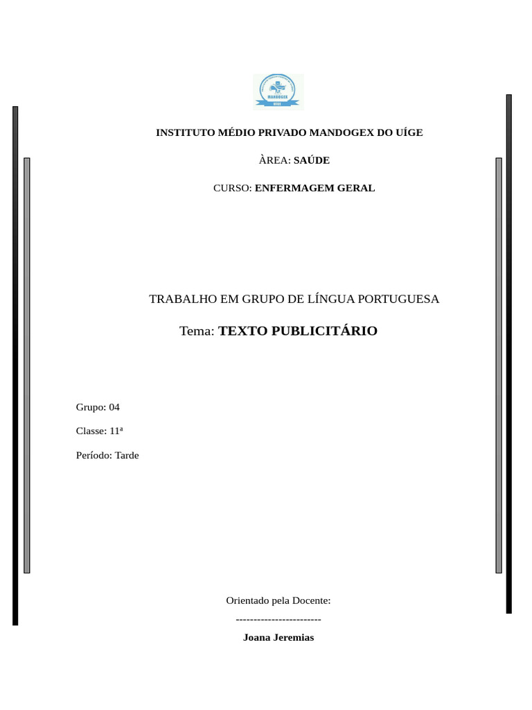 Instituto Médio Privado Mandogex Do Uíge | PDF | Publicidade | Marketing