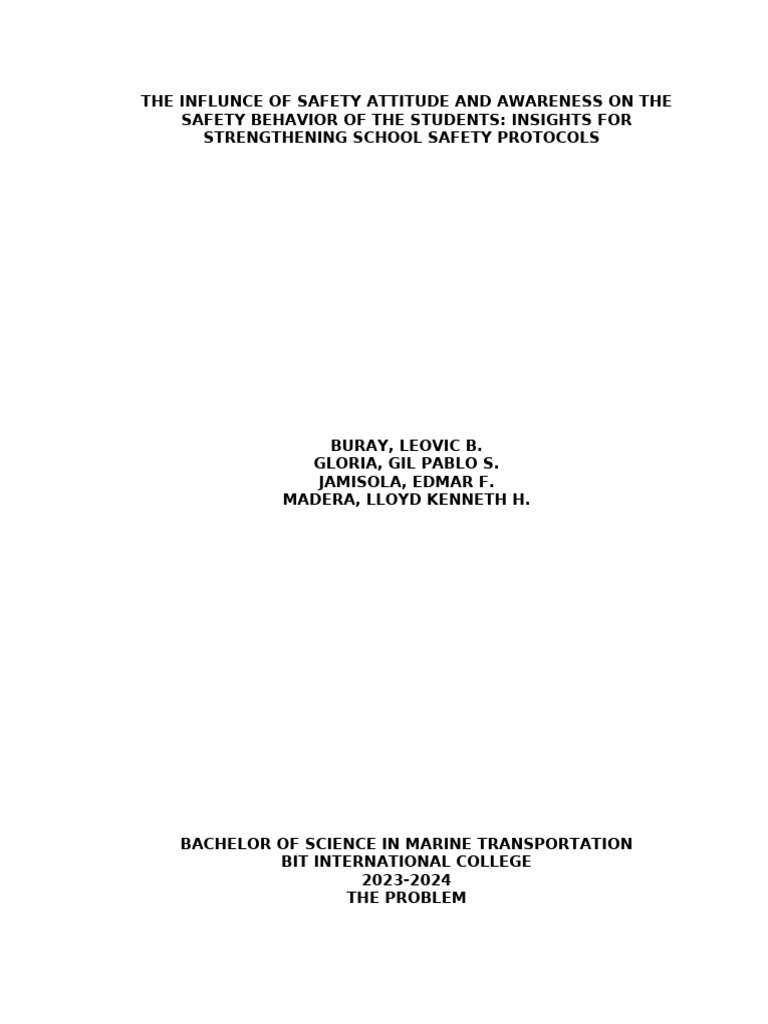 THE SAFETY ATTITUDE AND AWARENESS (To Be Edited) | PDF | Safety | Behavior