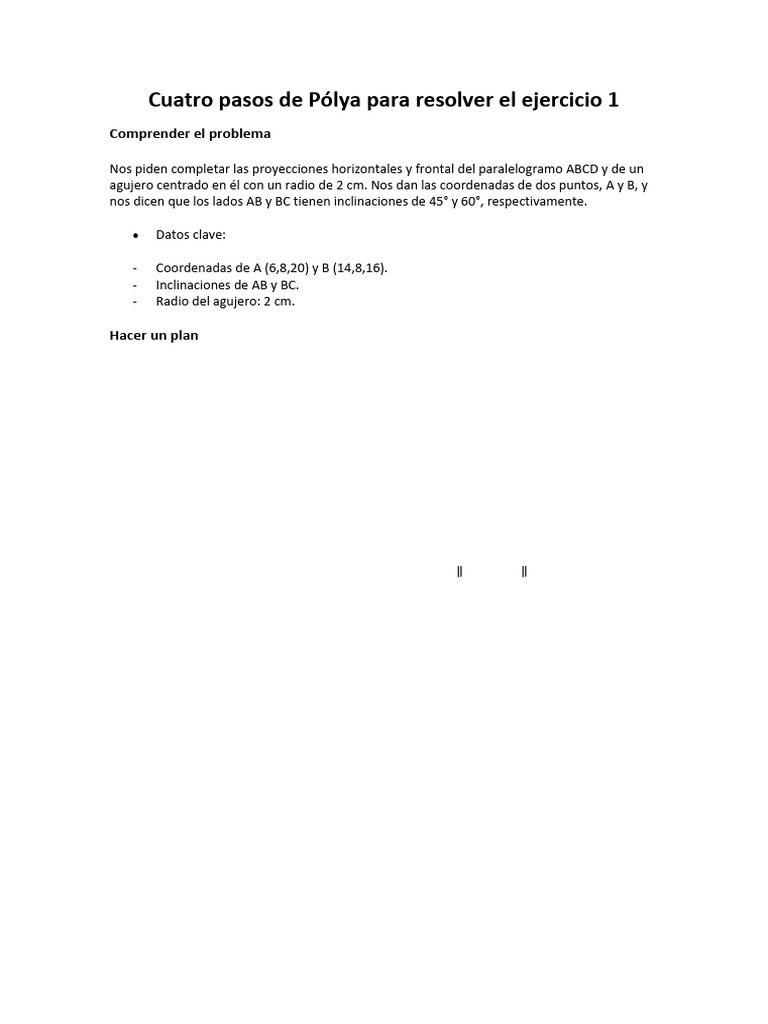 Cuatro Pasos de Pólya para Resolver El Ejercicio 1 | PDF | Triángulo | Elipse